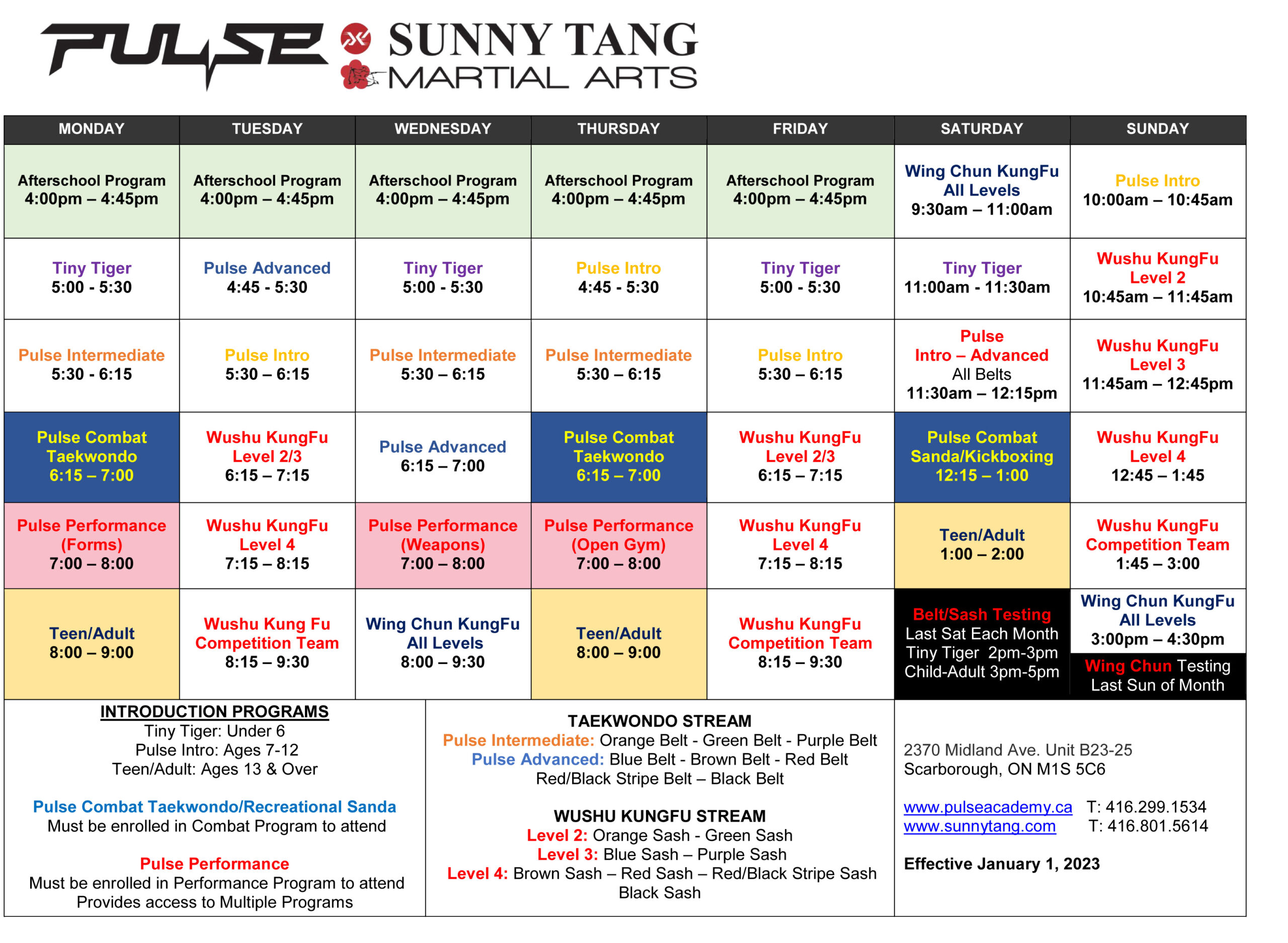 Pulse Scarborough Class Schedule