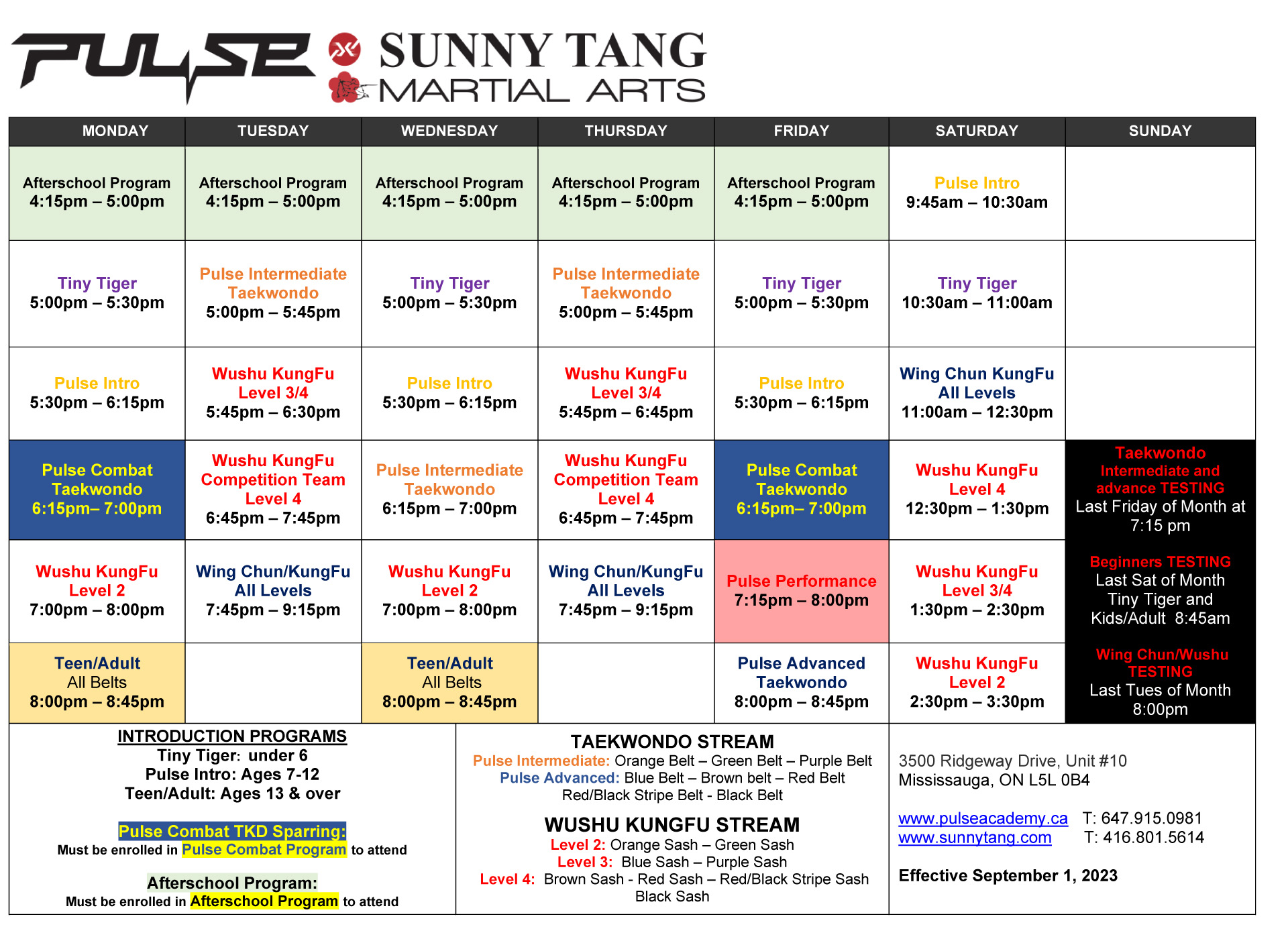 Pulse Mississauga Class Schedule