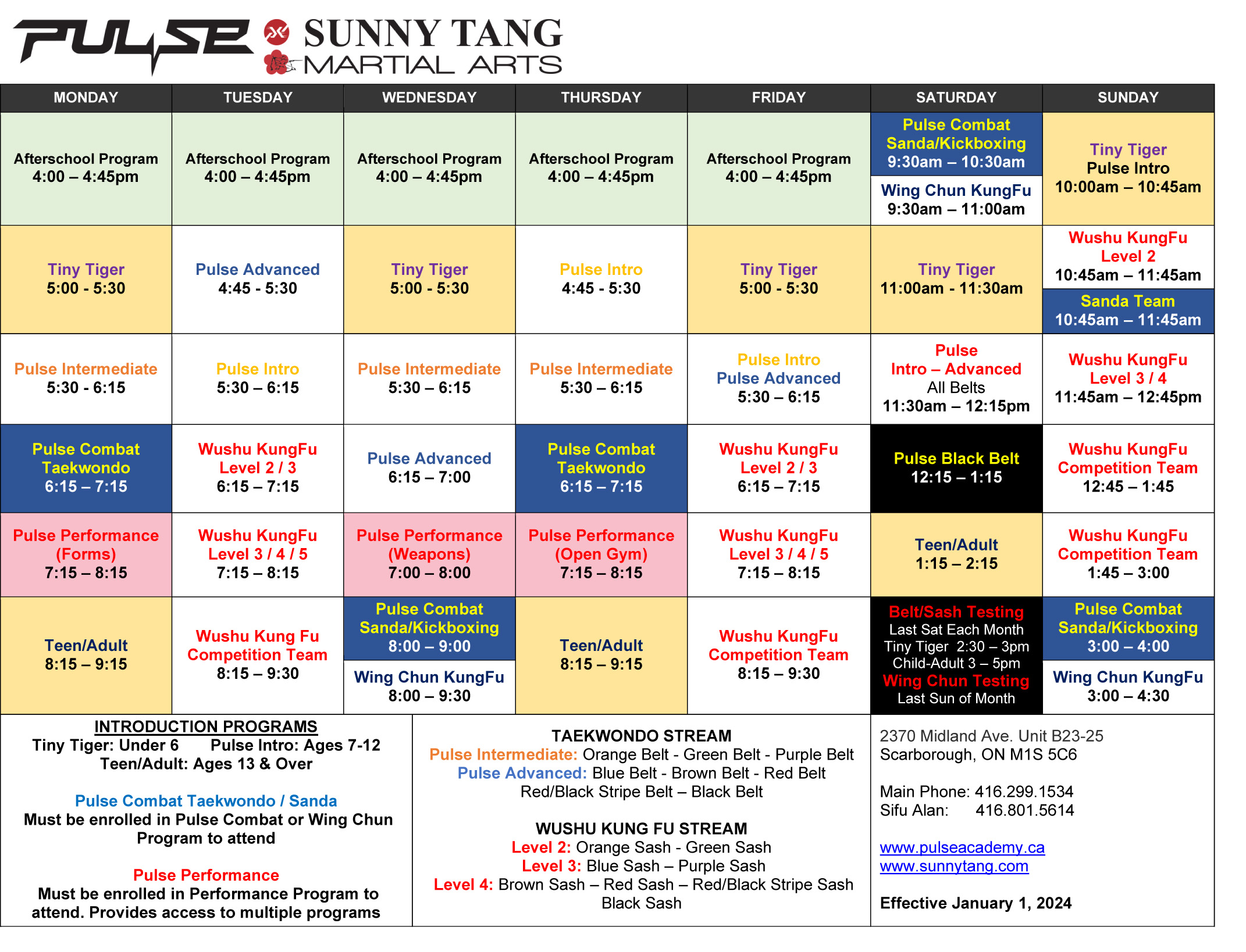 Pulse Scarborough Class Schedule